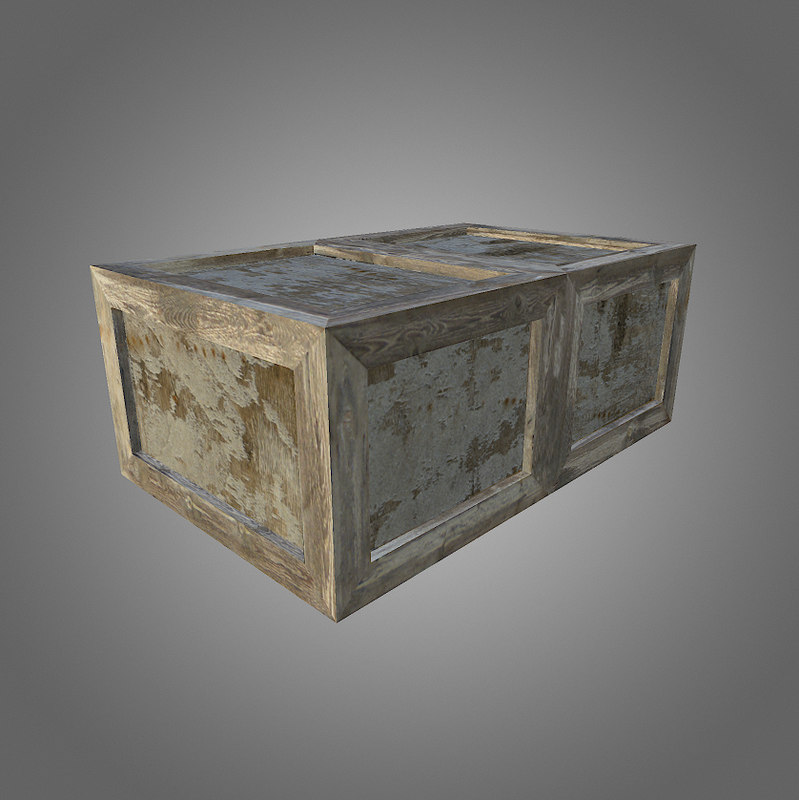low-poly wooden crate 3d model