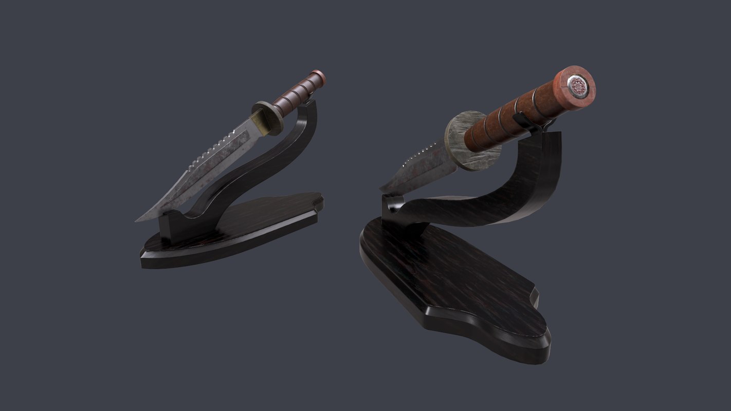 survival knife stand 3d model