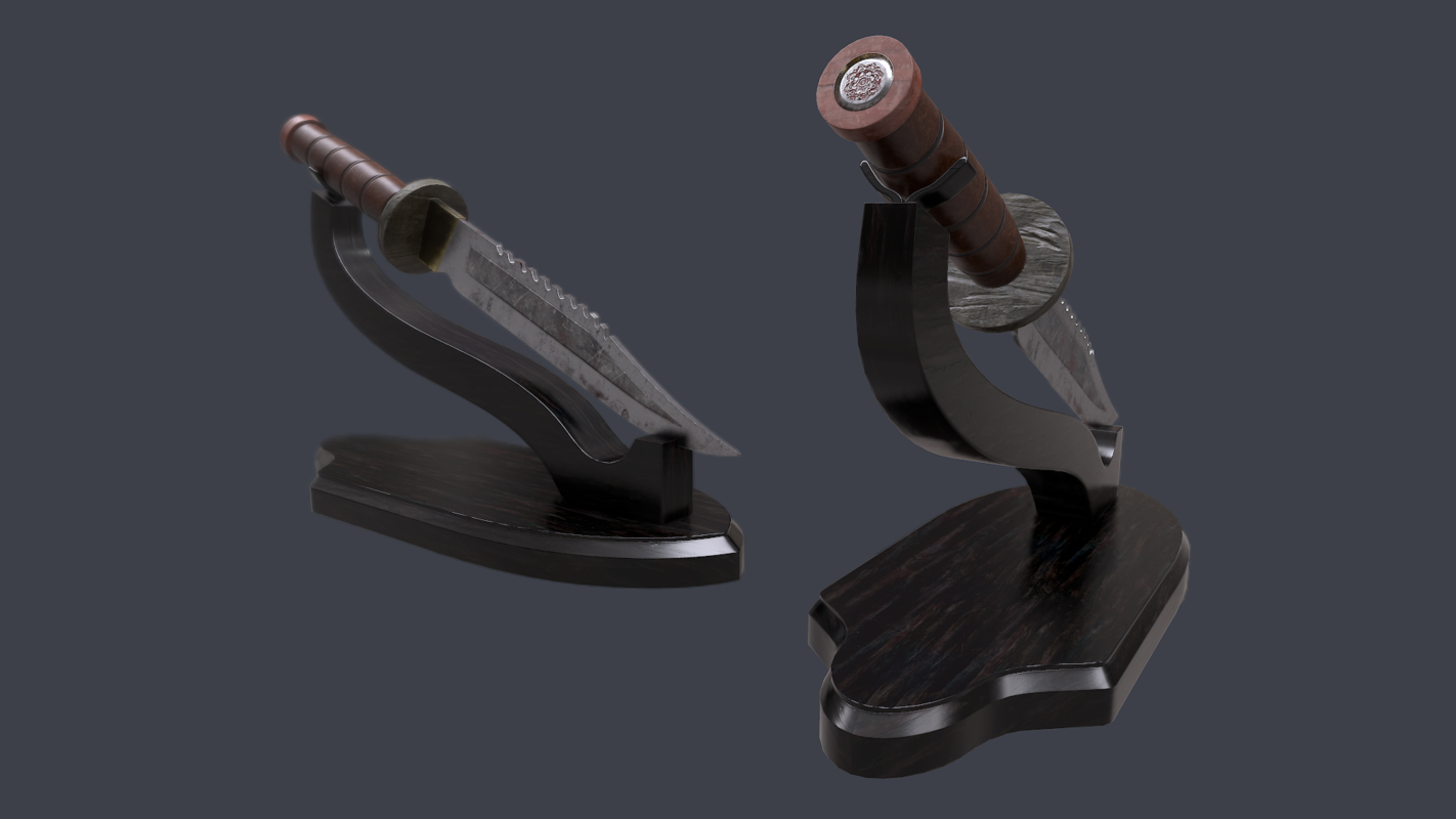 survival knife stand 3d model