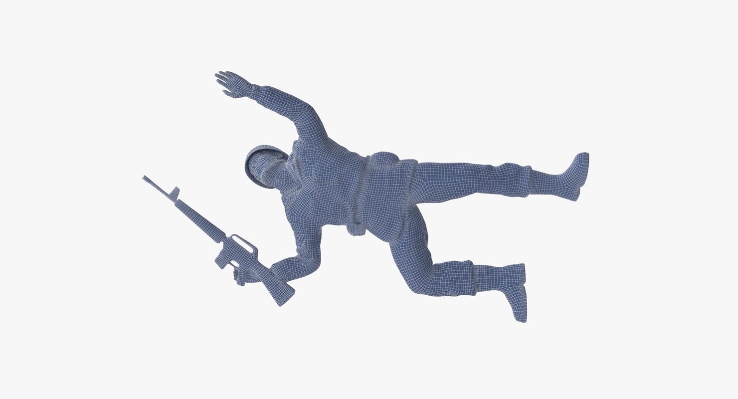 3d plastic toy soldier crawling model