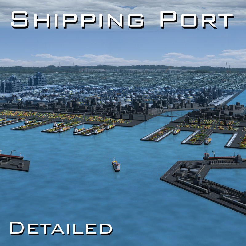 harbour shipping port seaport 3d model
