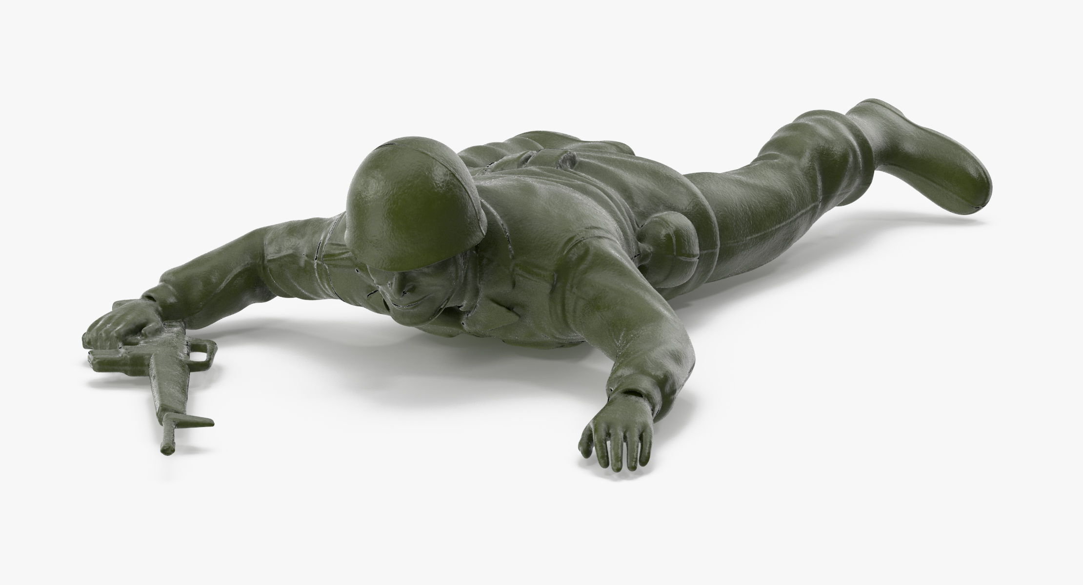 3d plastic toy soldier crawling model