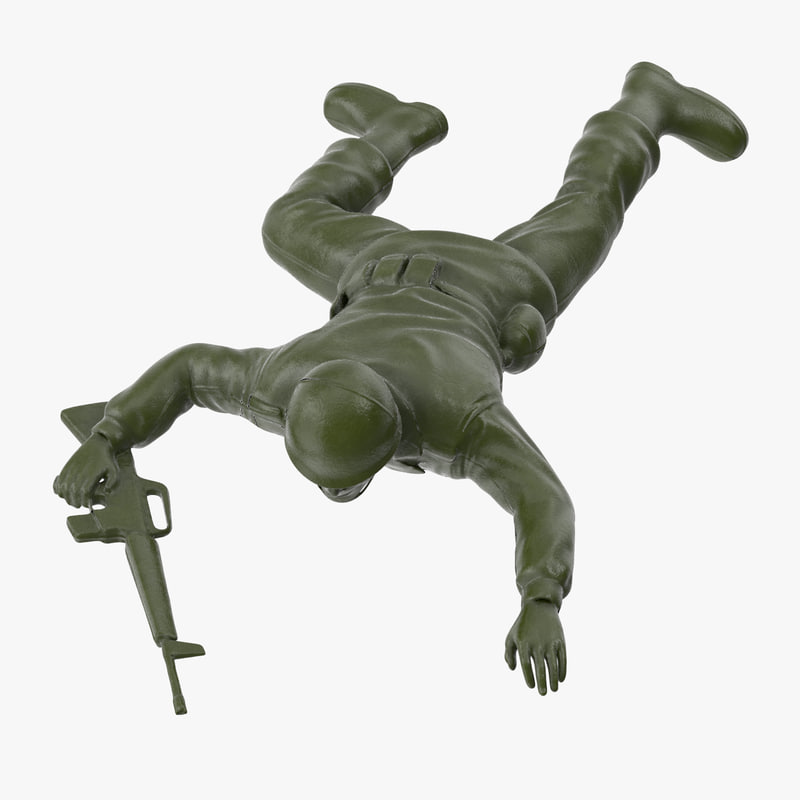 3d plastic toy soldier crawling model