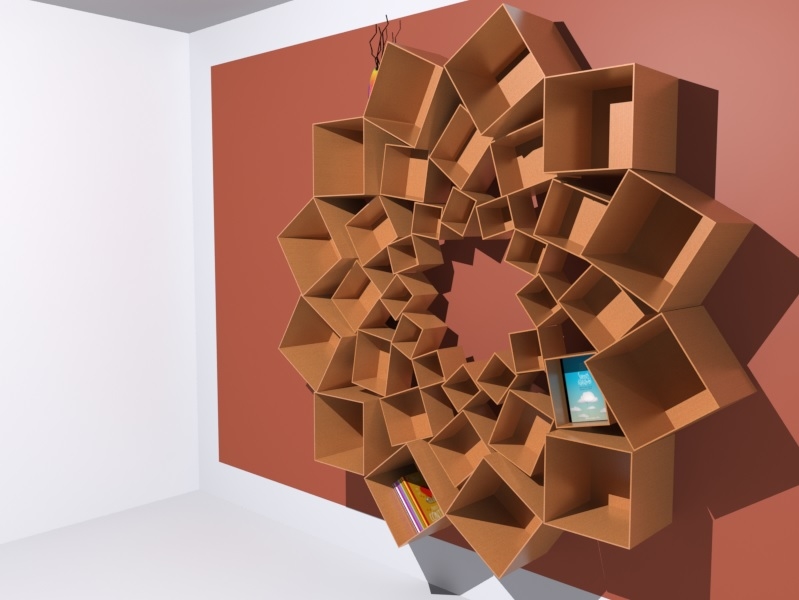 3d bookcase shelves books