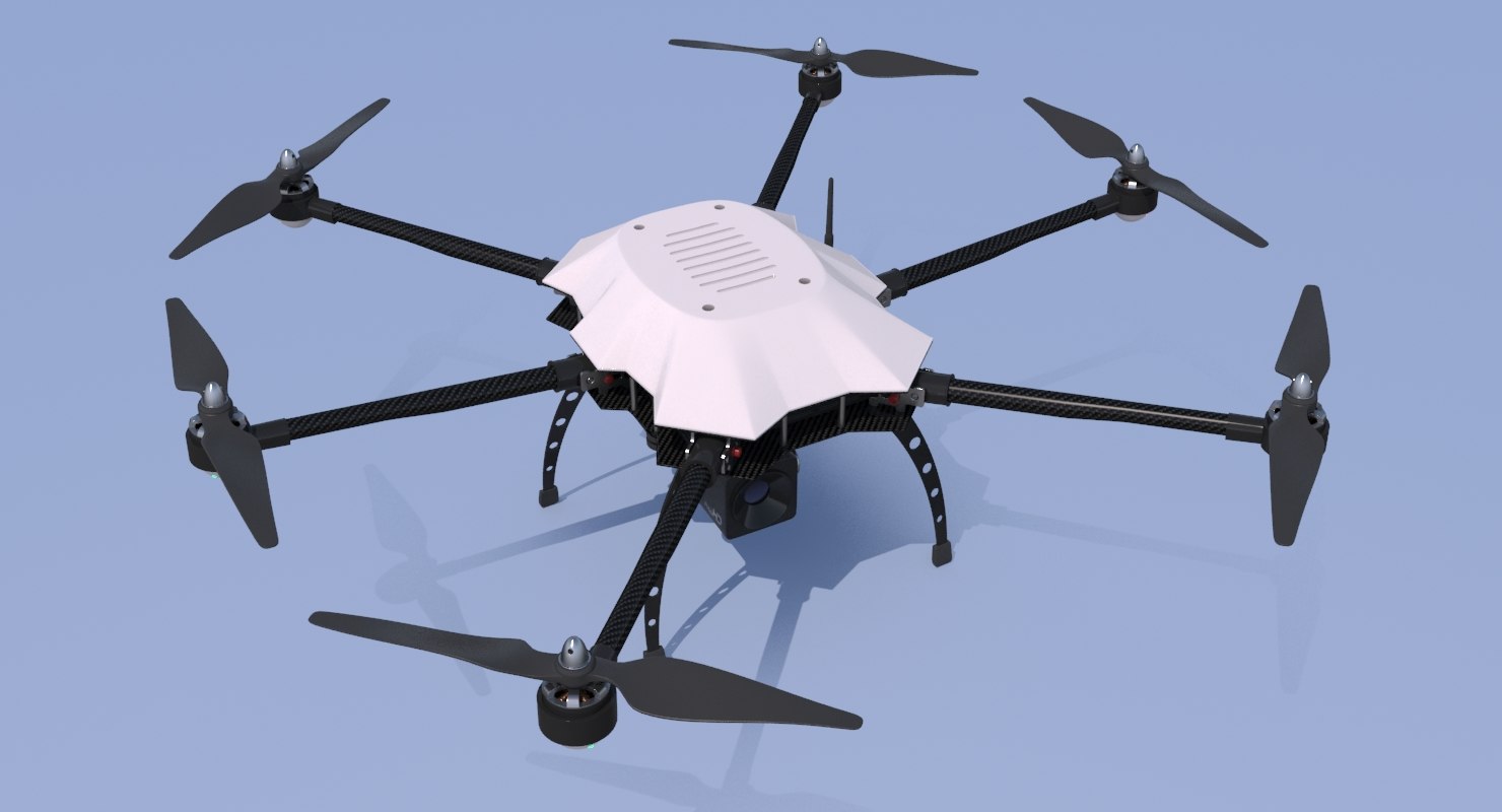 3d generic drone hexacopter copter model