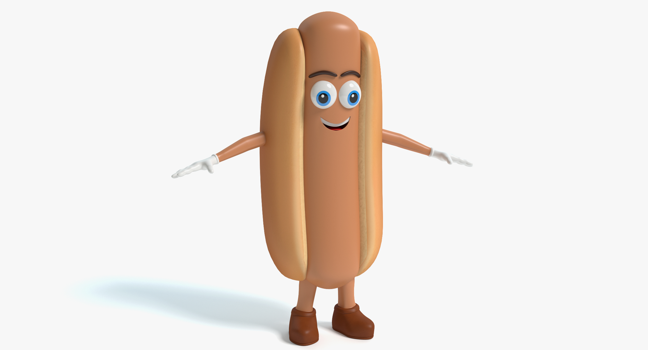 3d cartoon hot dog character