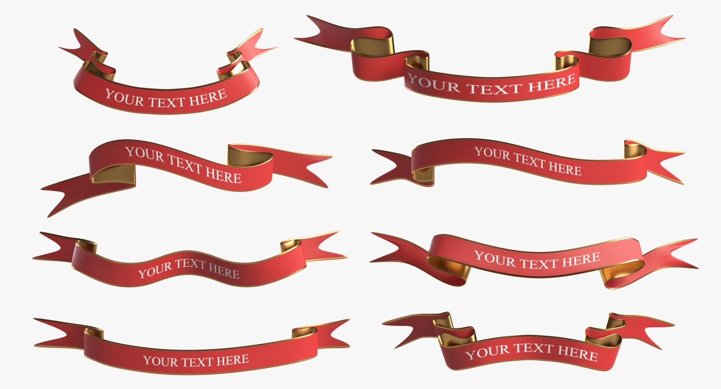 3d model banner ribbons