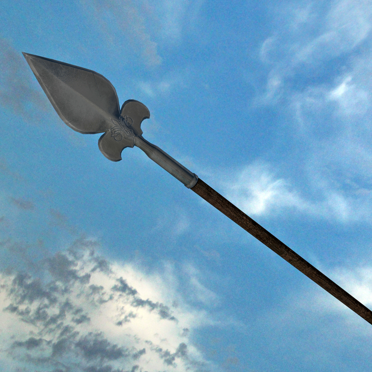 3d old worn french polearm model