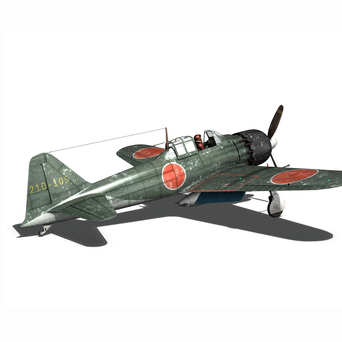 cinema4d mitsubishi a6m5 a6m fighter aircraft