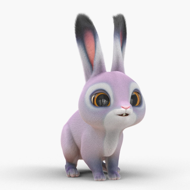 3d max cute cartoon rabbit fur