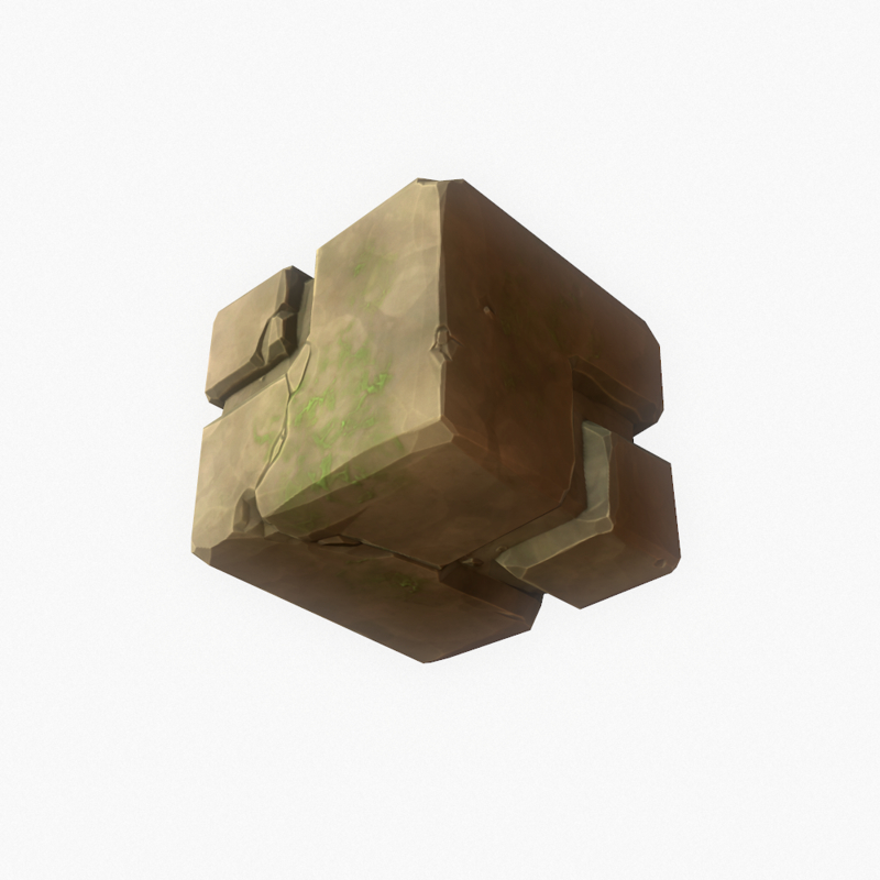 3d model cartoon ancient ruined cube