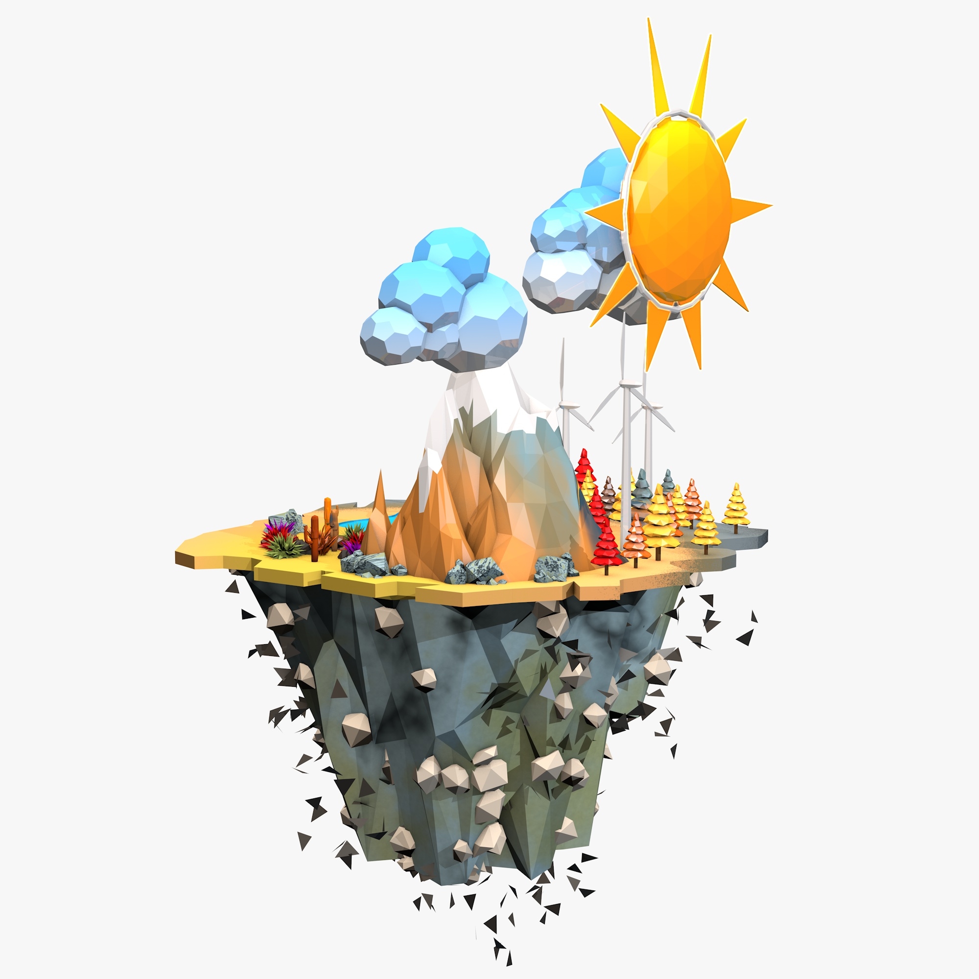 modelo 3d Isla flotante Low Poly - TurboSquid 1071538