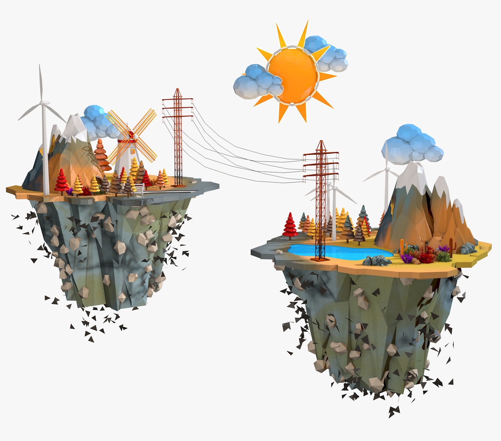 3d floating islands model