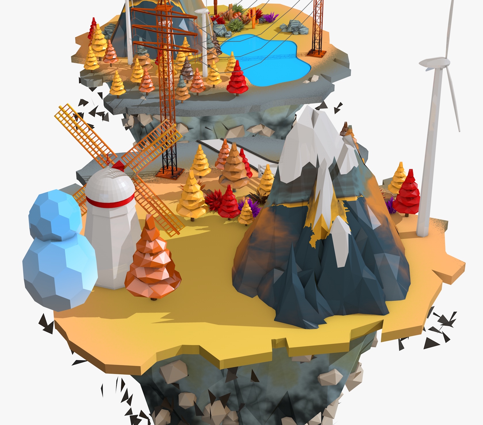 3d floating islands model