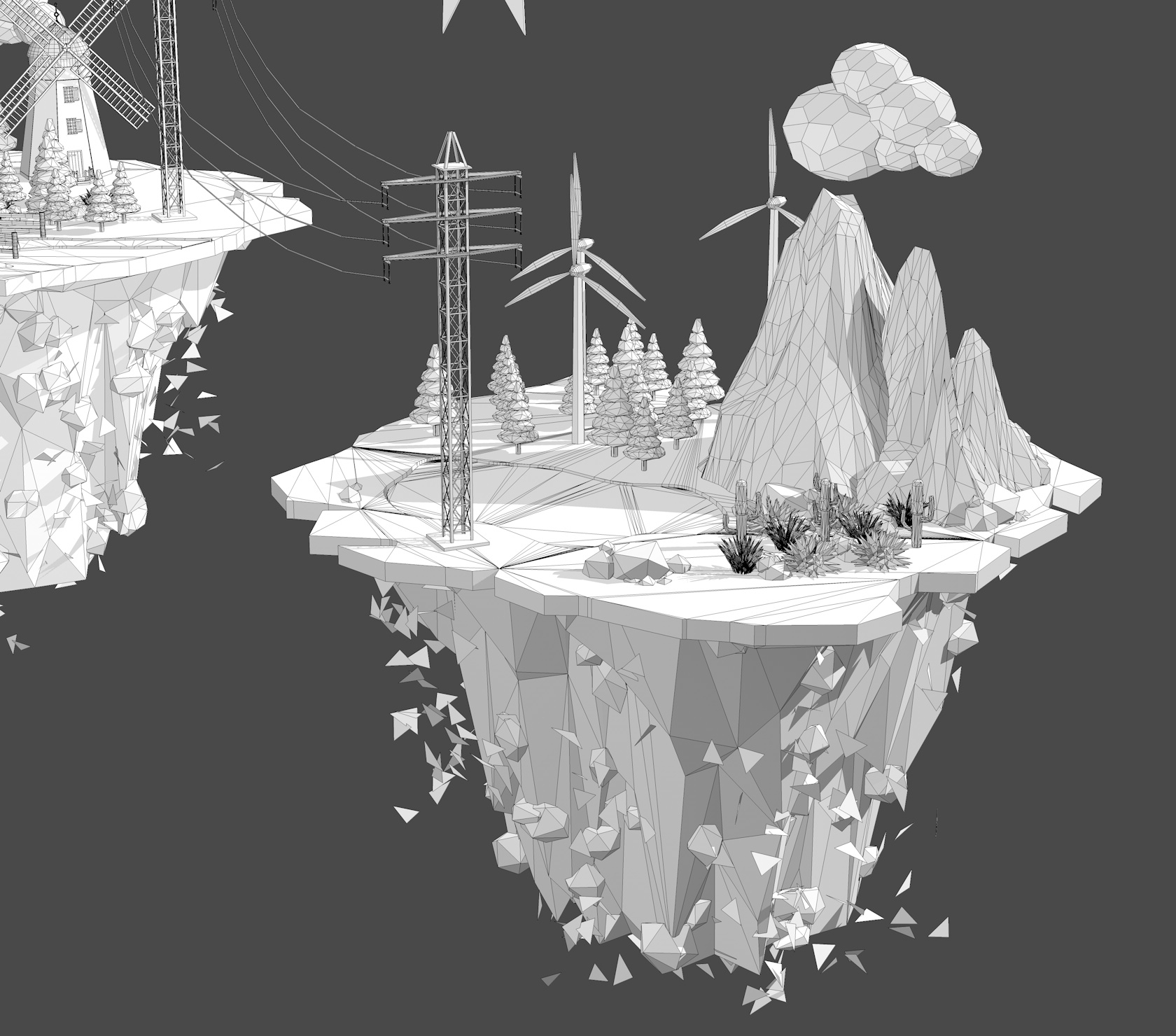 3d floating islands model