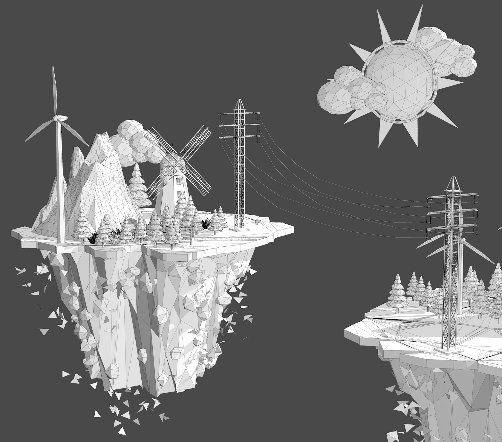 3d floating islands model