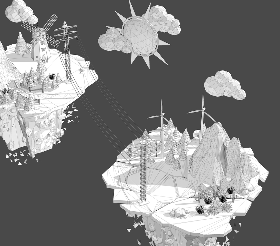 3d floating islands model