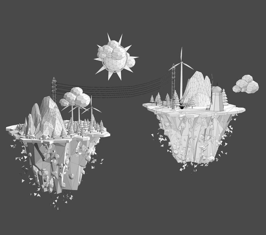3d floating islands model