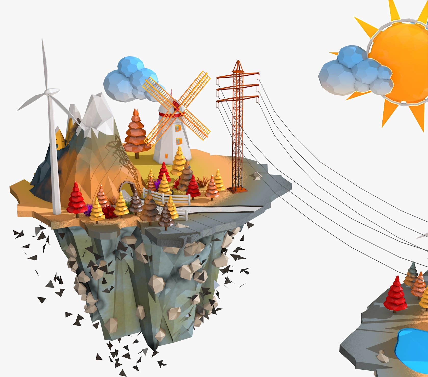 3d floating islands model