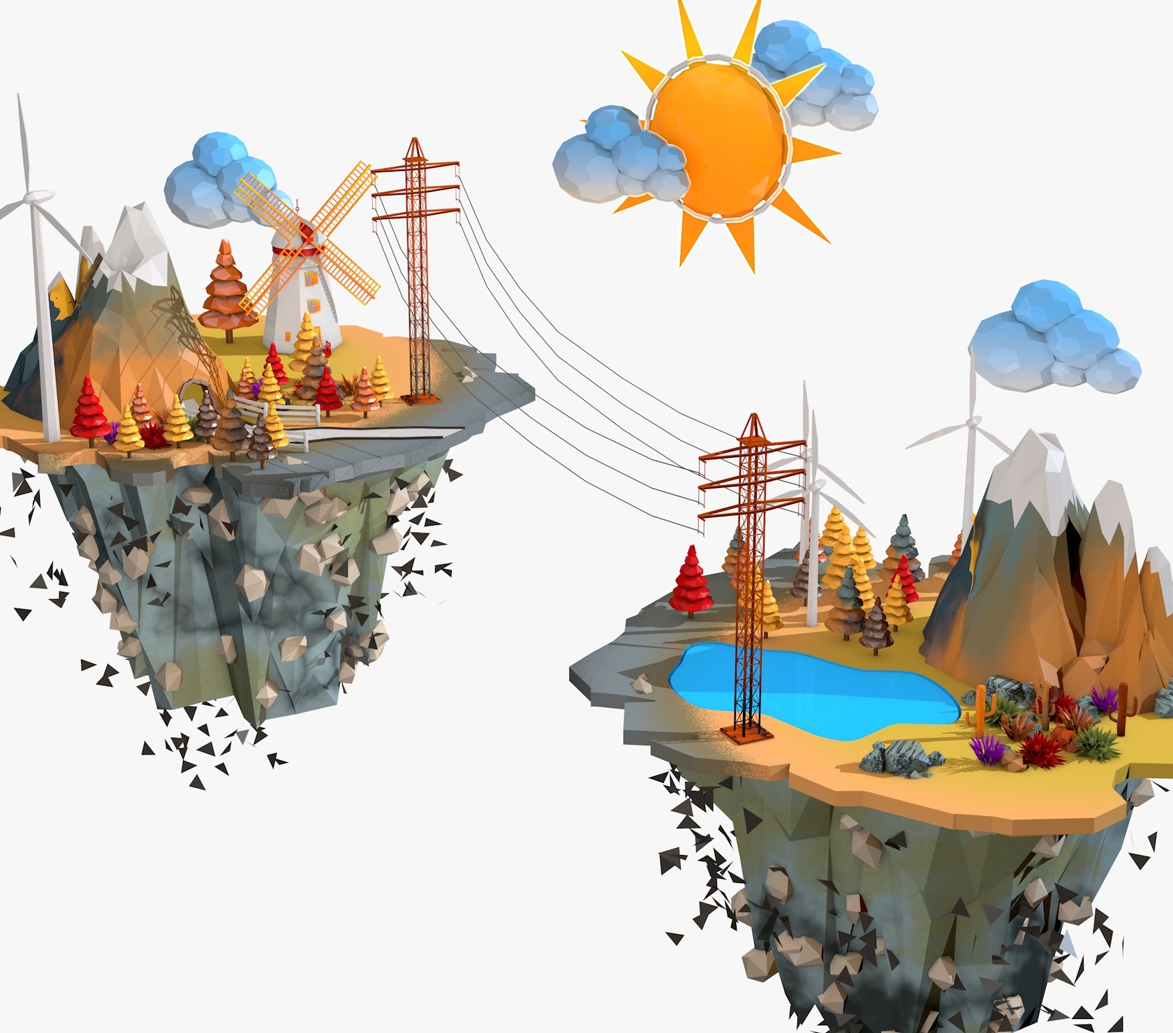 3d floating islands model