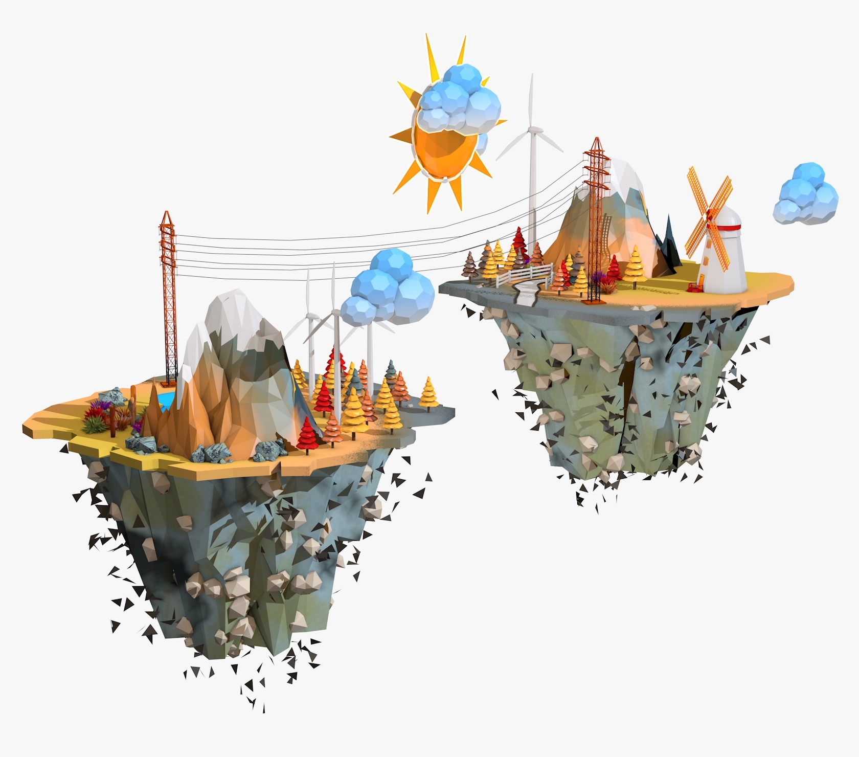3d floating islands model