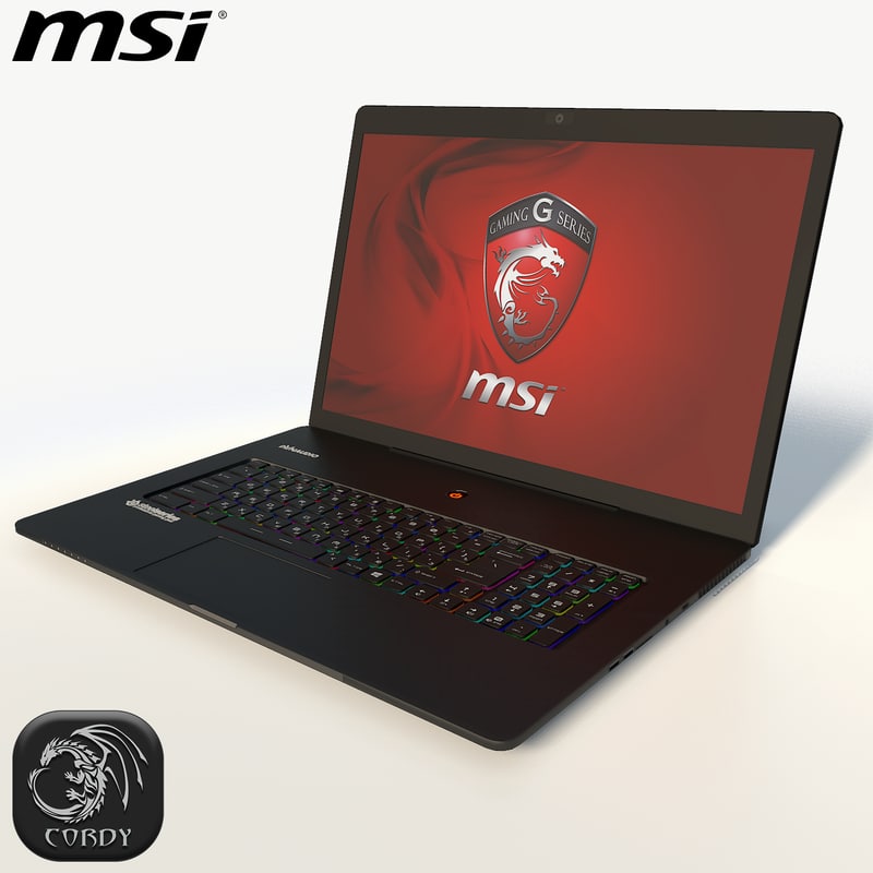 3d model of msi black laptop