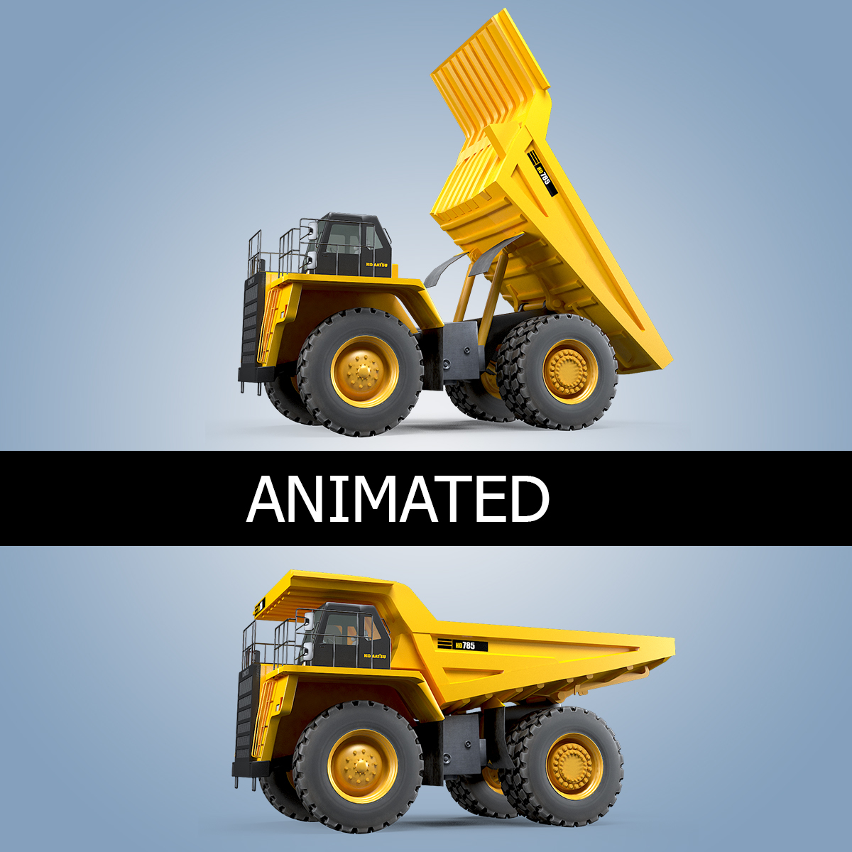 dump trucks komatsu hd785 3d model