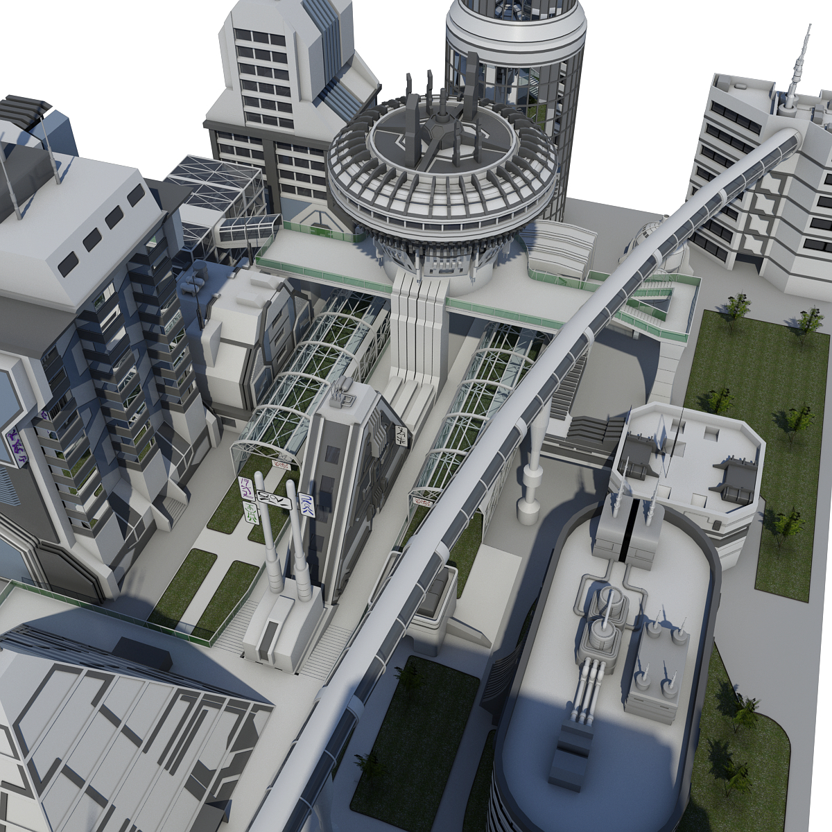 3d block futuristic city model