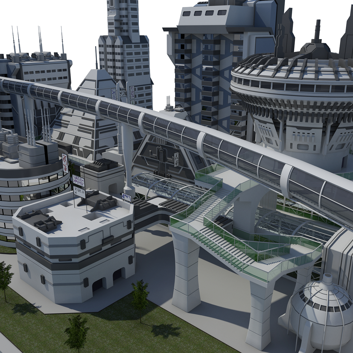 3d block futuristic city model
