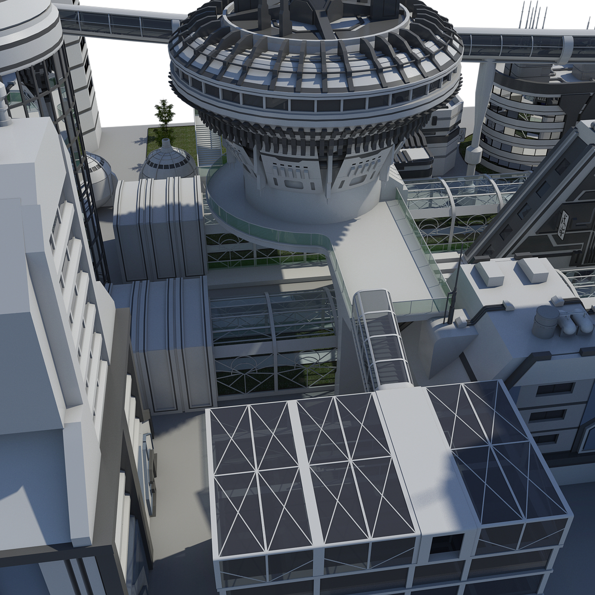 3d block futuristic city model