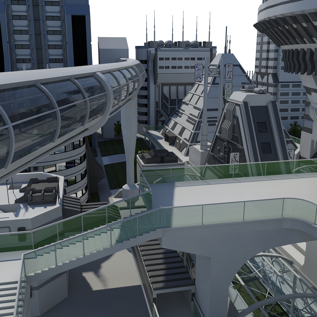 3d block futuristic city model