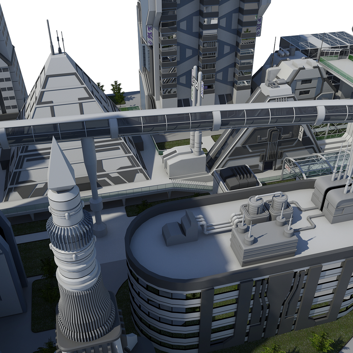 3d block futuristic city model