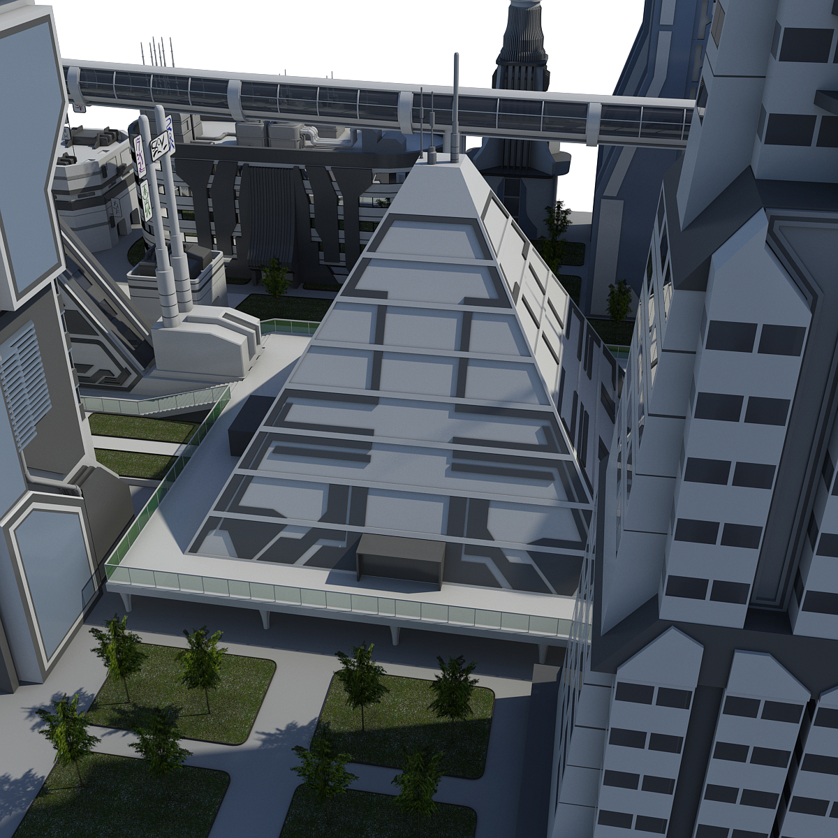 3d block futuristic city model