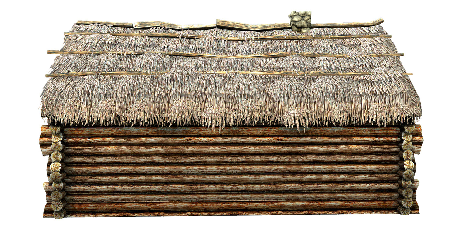 3d wooden thatch house model