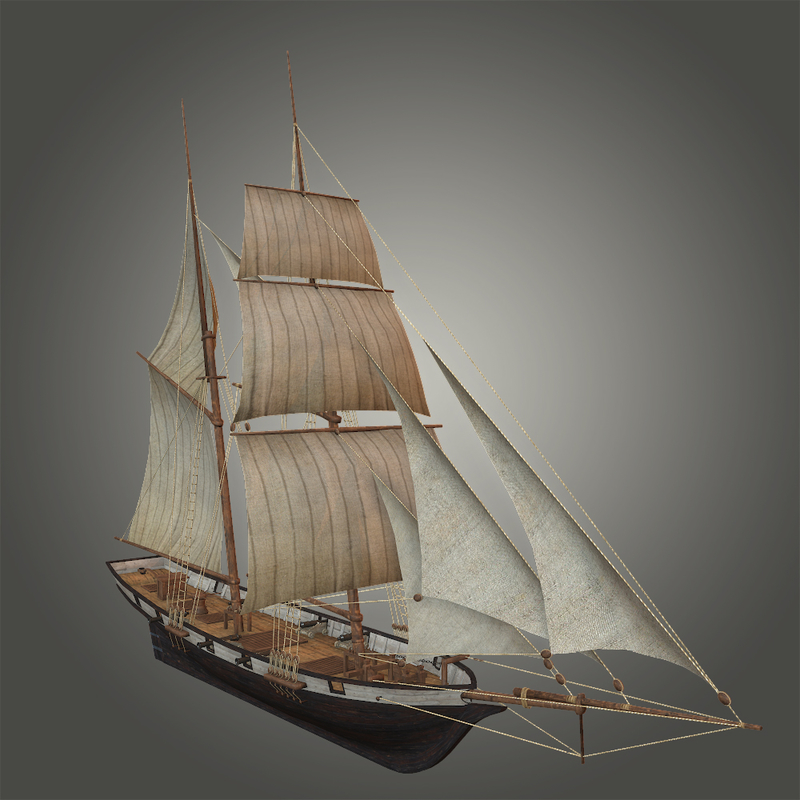 3d model schooner halcon