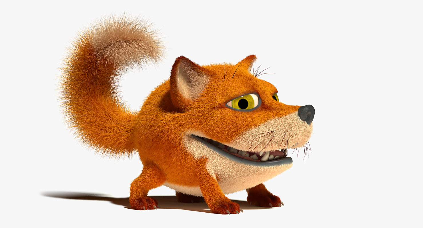 3d fox character rig model