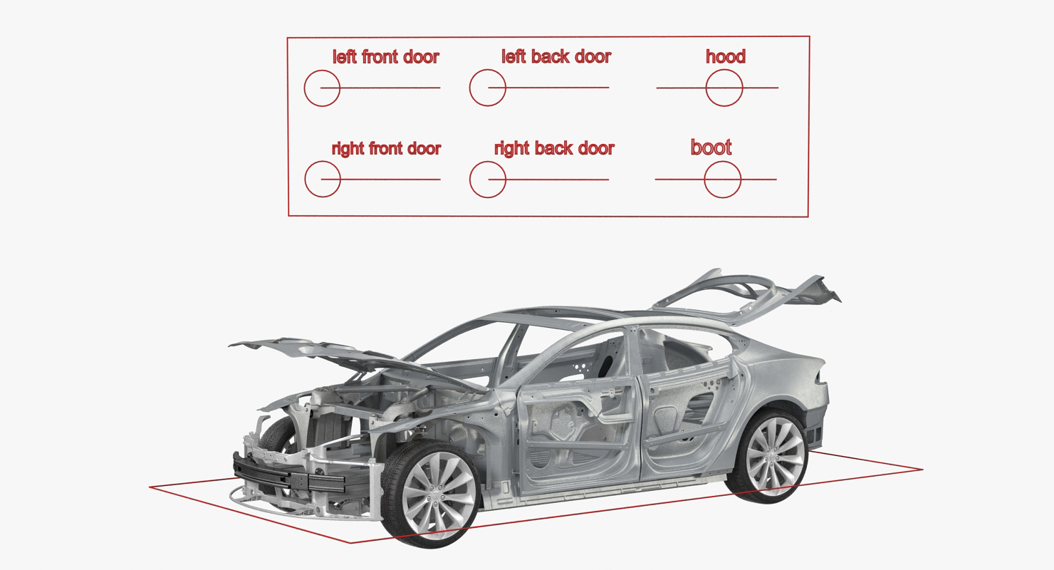 3d tesla s frame chassis model