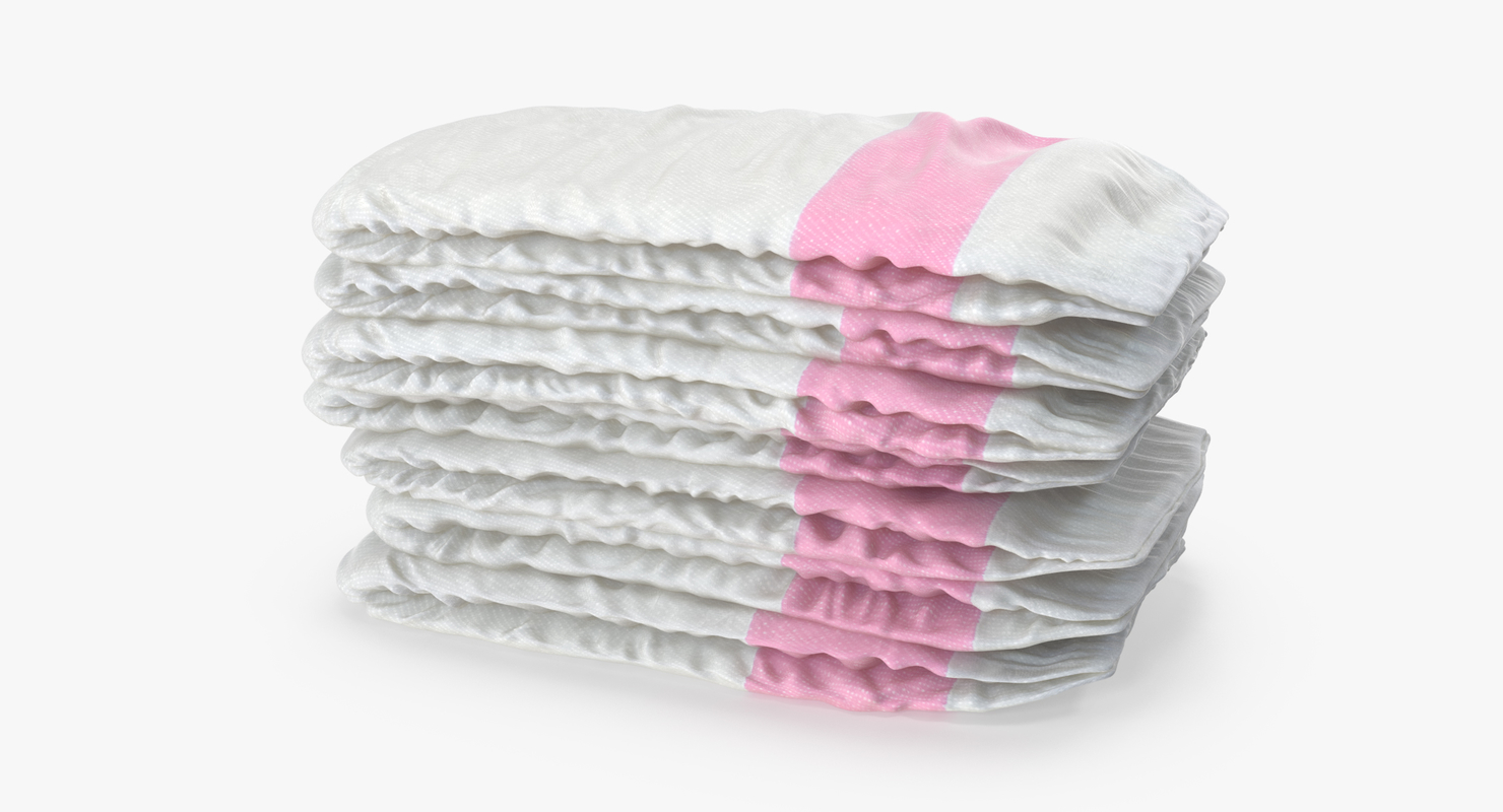 3d model diapers pink