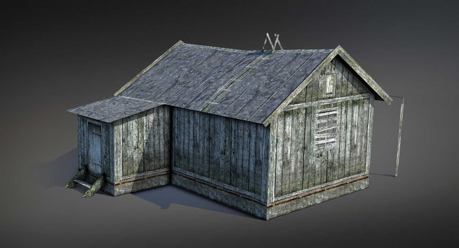 low-poly russian village barn max