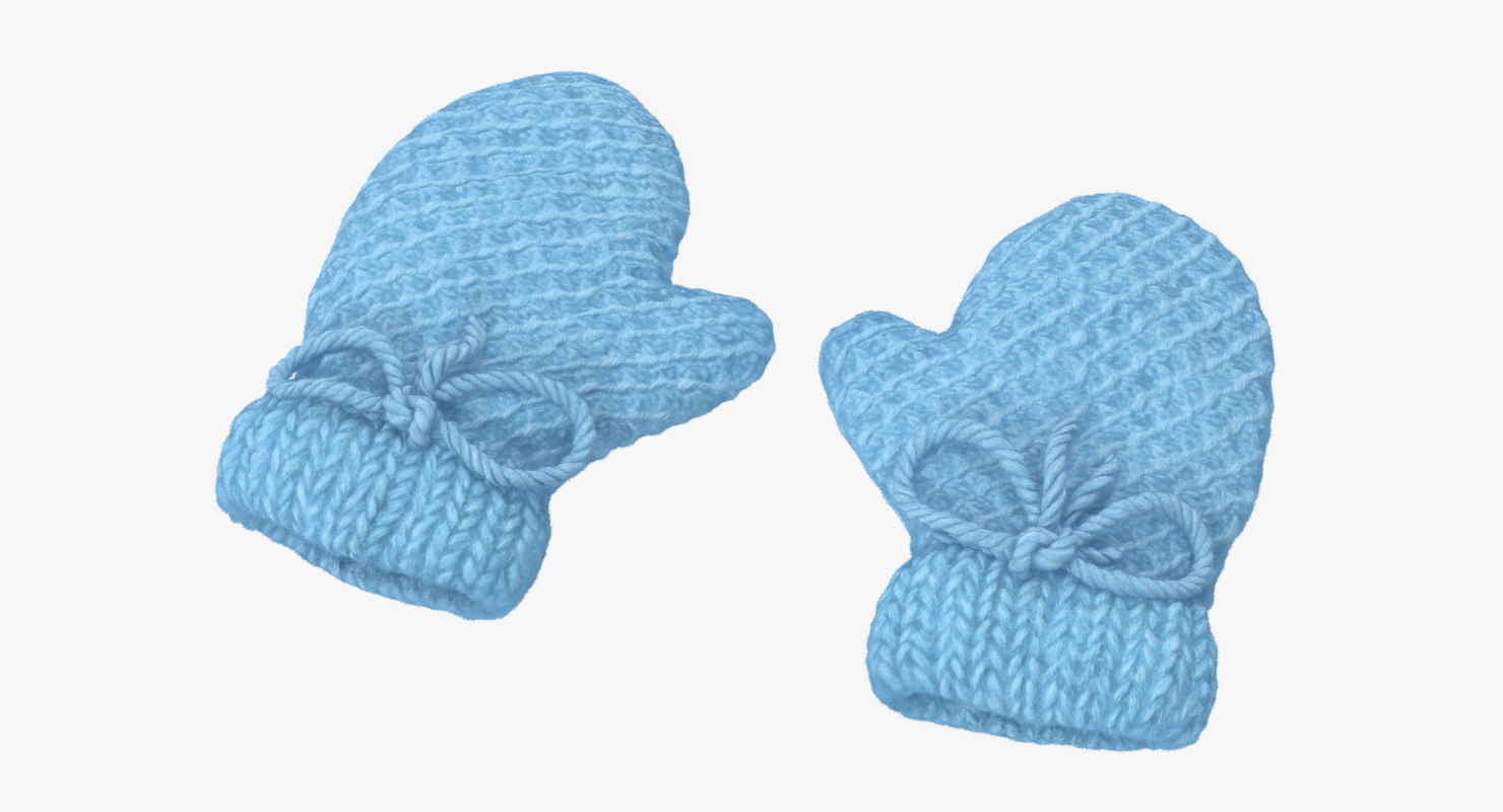 newborn mittens 01 blue 3d obj