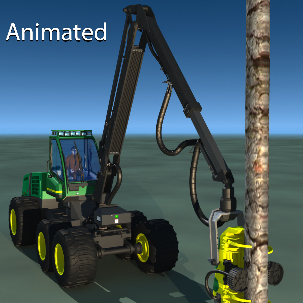 3d lwo tree harvester feller