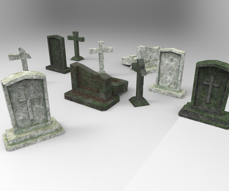 gravestones pack 3d model