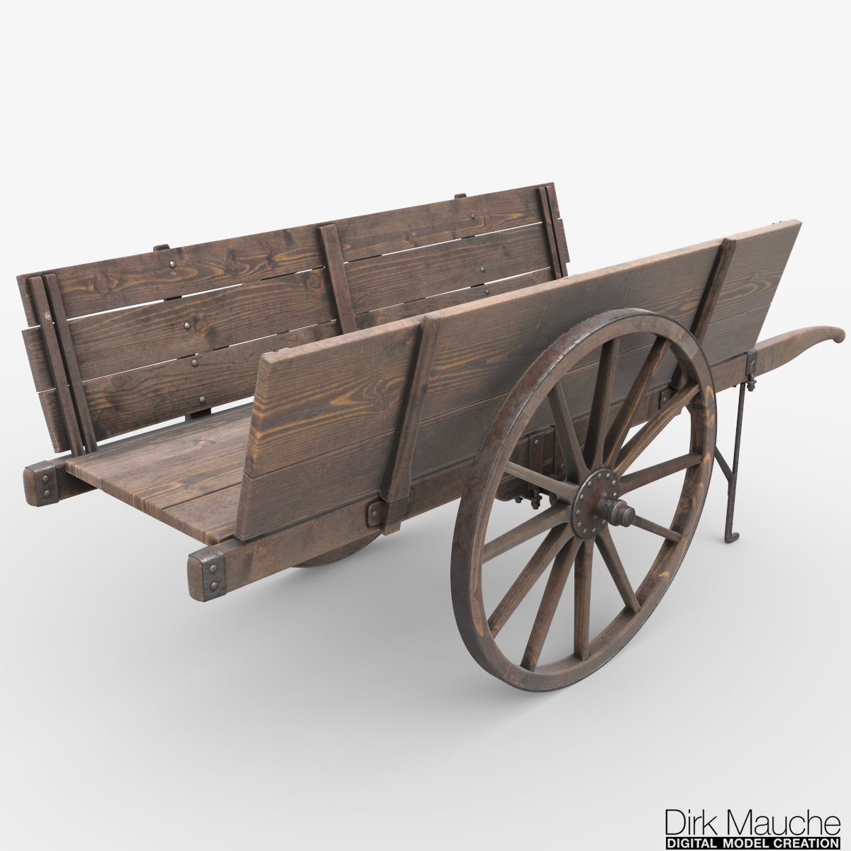 3d wooden cart model