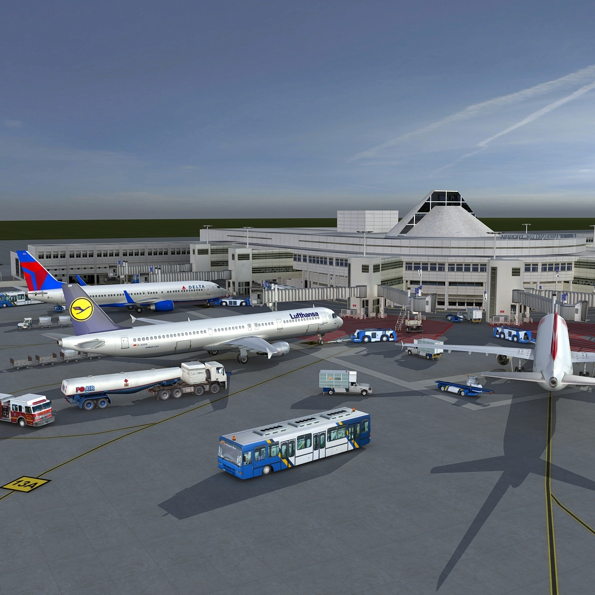 3d advanced airport vehicles planes model