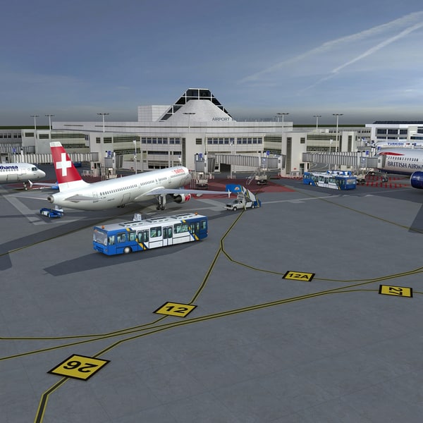 3d advanced airport vehicles planes model