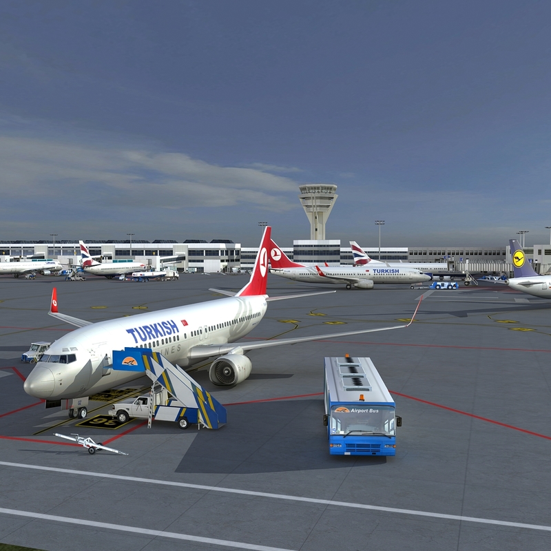 3d advanced airport vehicles planes model