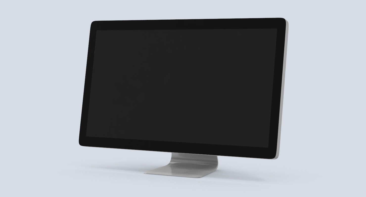 3d silver computer monitor model