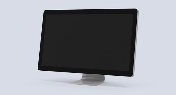 3d silver computer monitor model