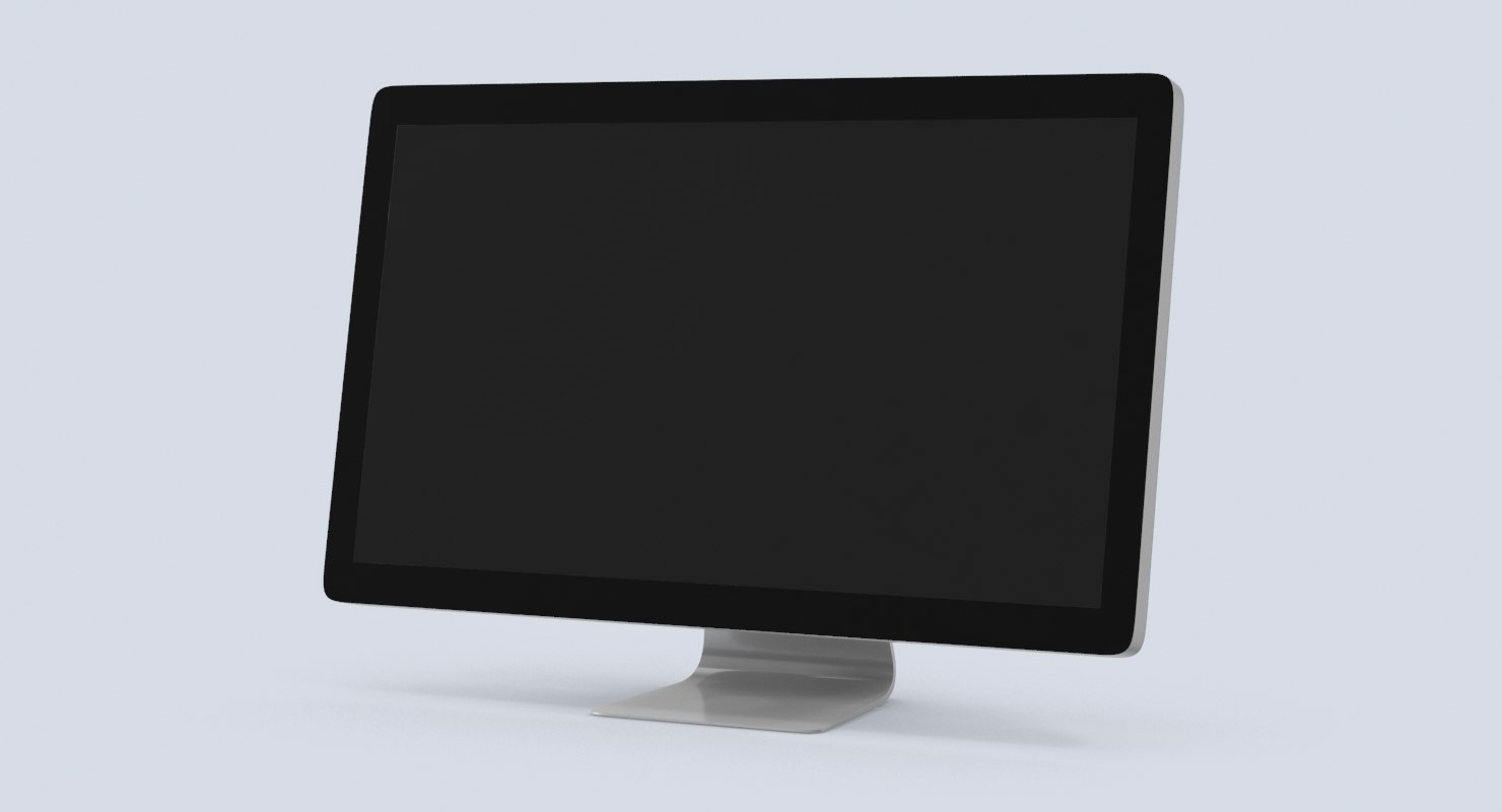 3d silver computer monitor model