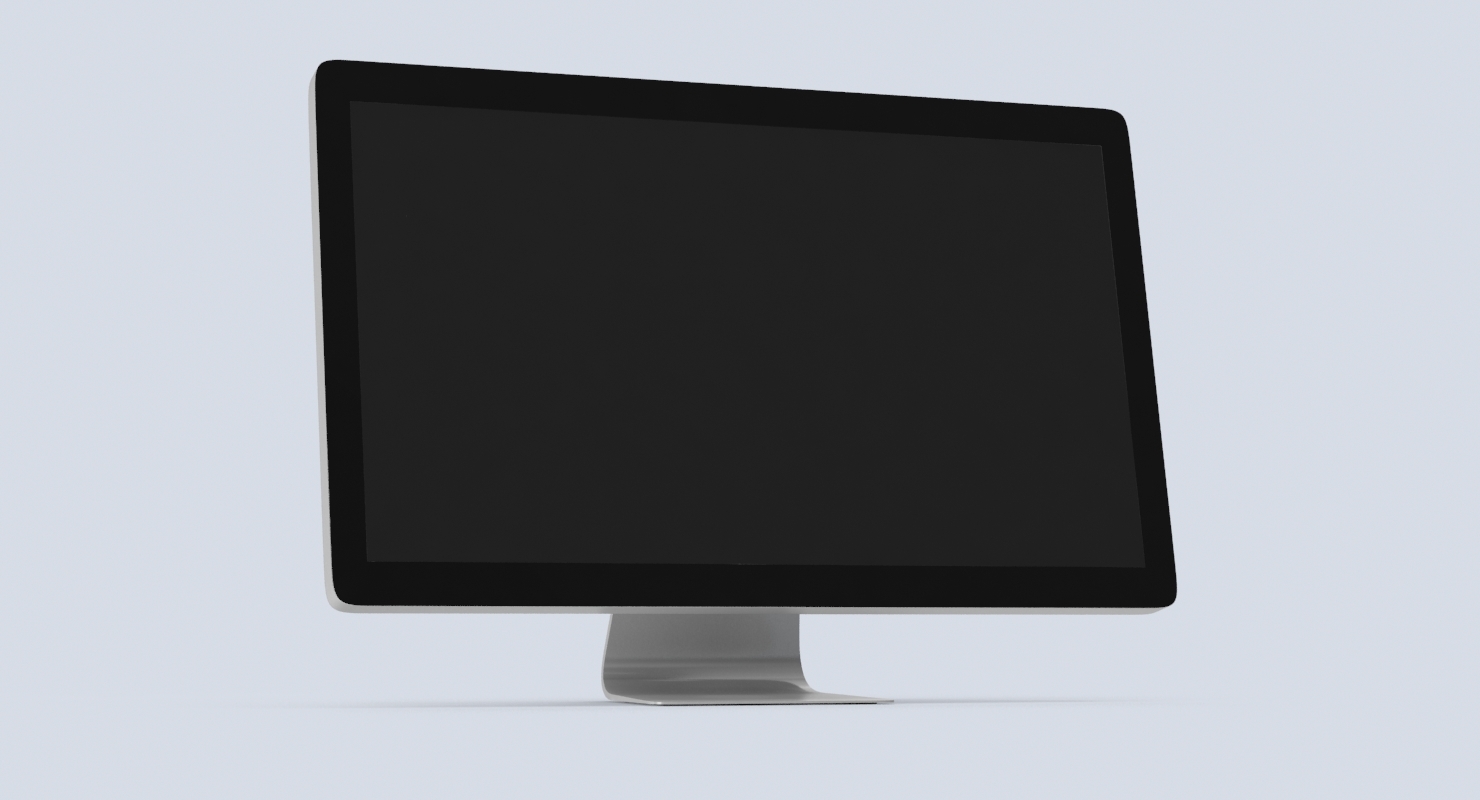 3d silver computer monitor model